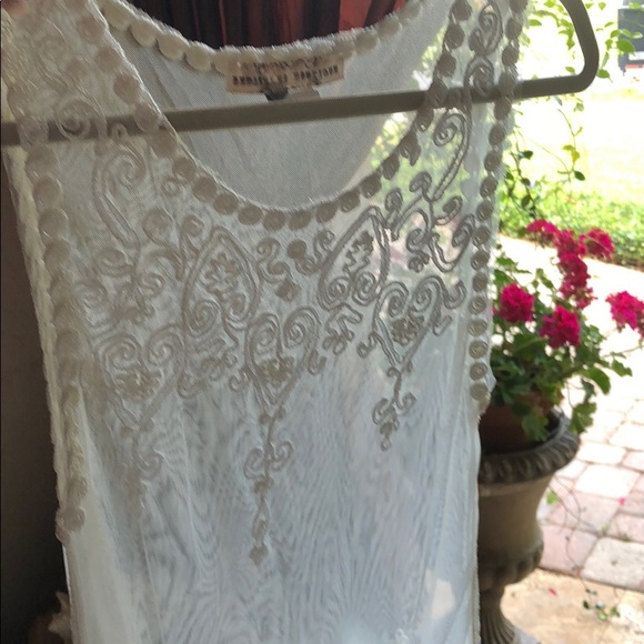 Bedazzled Boutique | Tops | Mesh Embroidered Ivory Tank | Poshmark